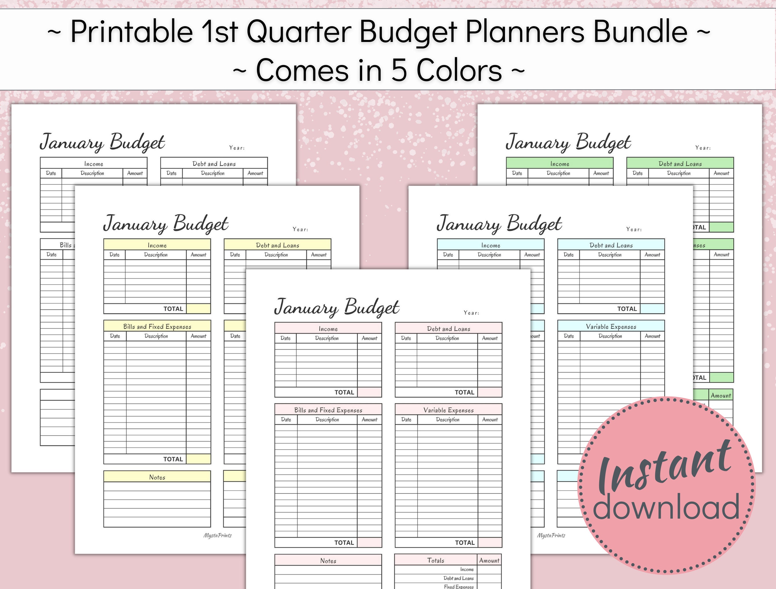 Printable 1st Quarter Budget Planner Bundle Quarterly Income - Etsy