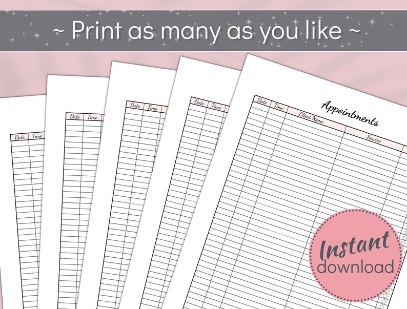 Printable Client Appointment Tracker Simple Customer Meeting - Etsy