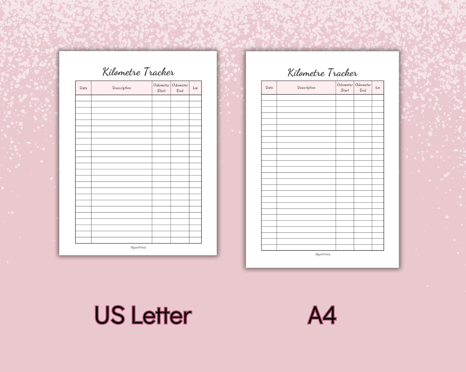 Printable Vehicle Kilometre Log Book, Travel Distance Logbook, Business ...