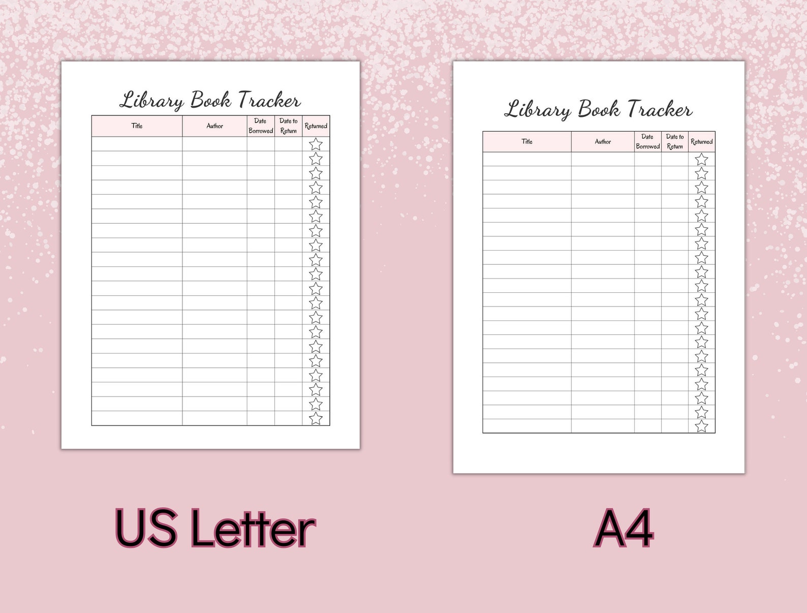 Library Book Tracker Printable, Book Borrow Lending Log, Return Due ...