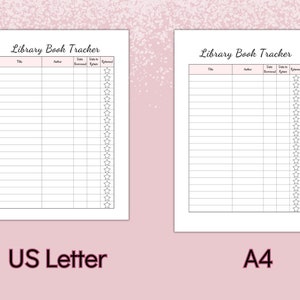 Library Book Tracker Printable, Book Borrow Lending Log, Return Due ...