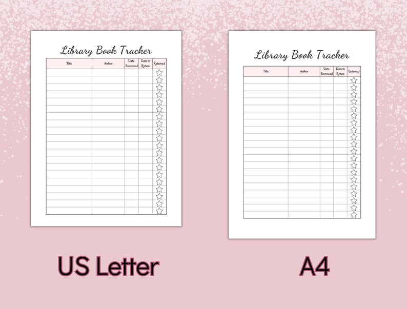 Library Book Tracker Printable, Book Borrow Lending Log, Return Due ...