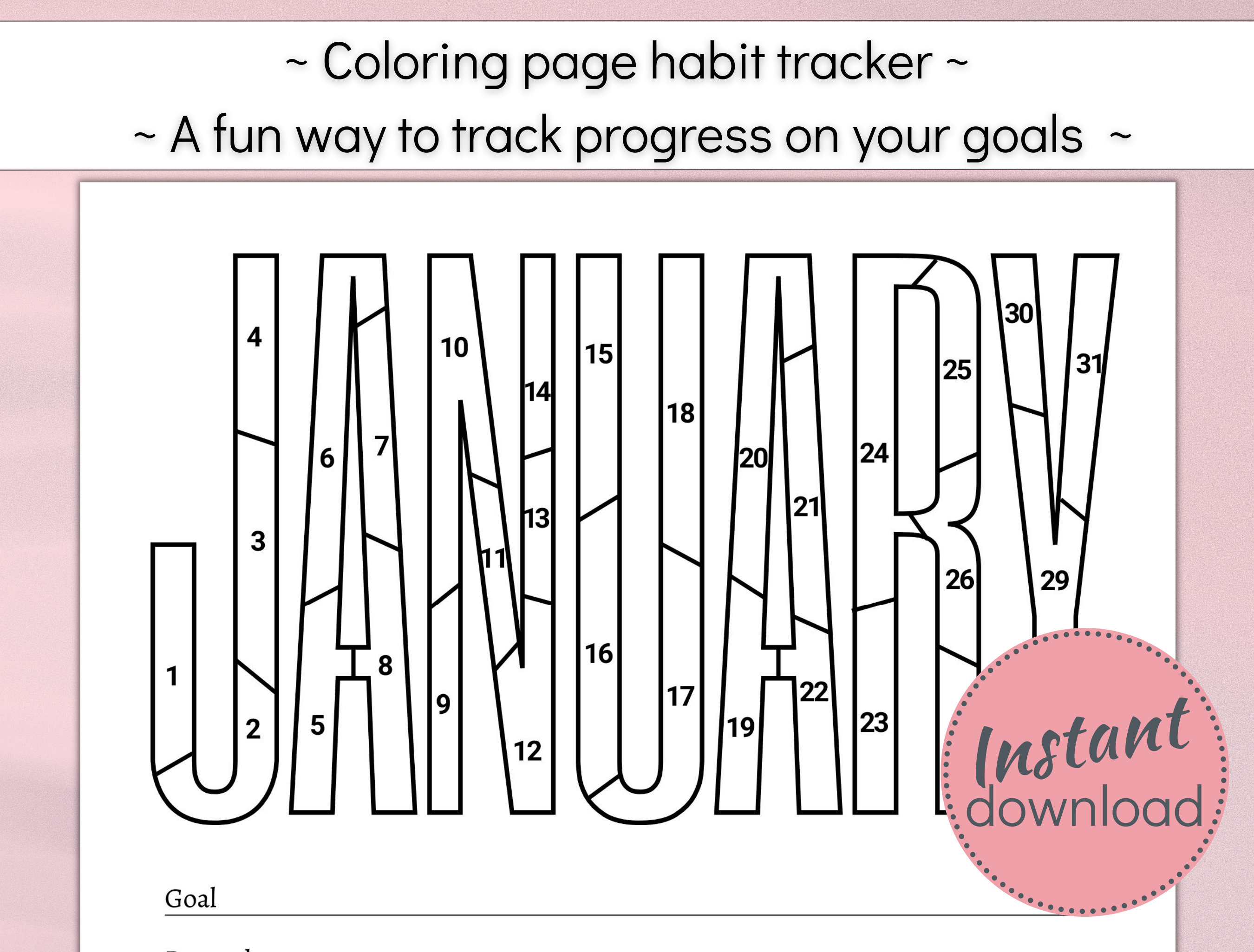 Printable Monthly Challenge Tracker for January, New Year 30 Day Goal ...