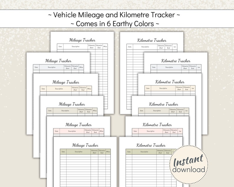 Mileage Tracker Printable, Travel Distance Logbook, Business Miles Log ...