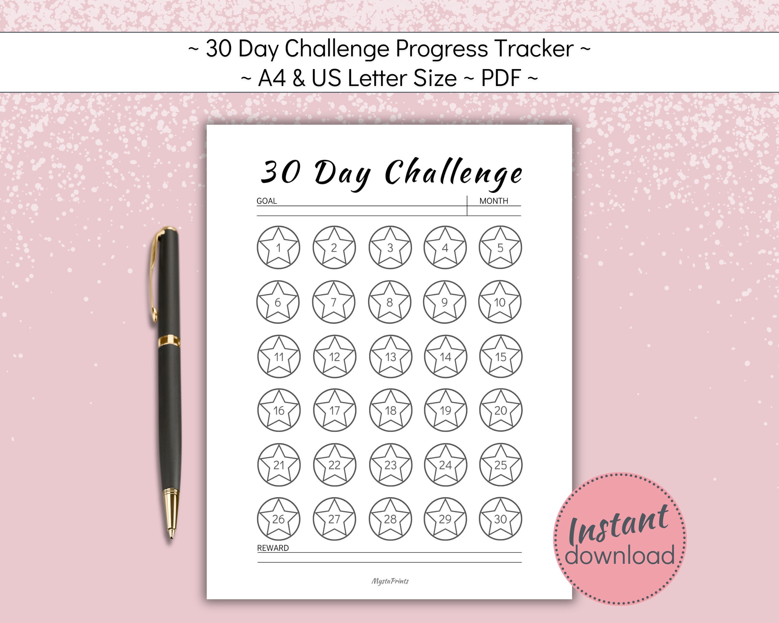30 Day Challenge Progress Tracker Printable, Habit Forming Action Plan ...
