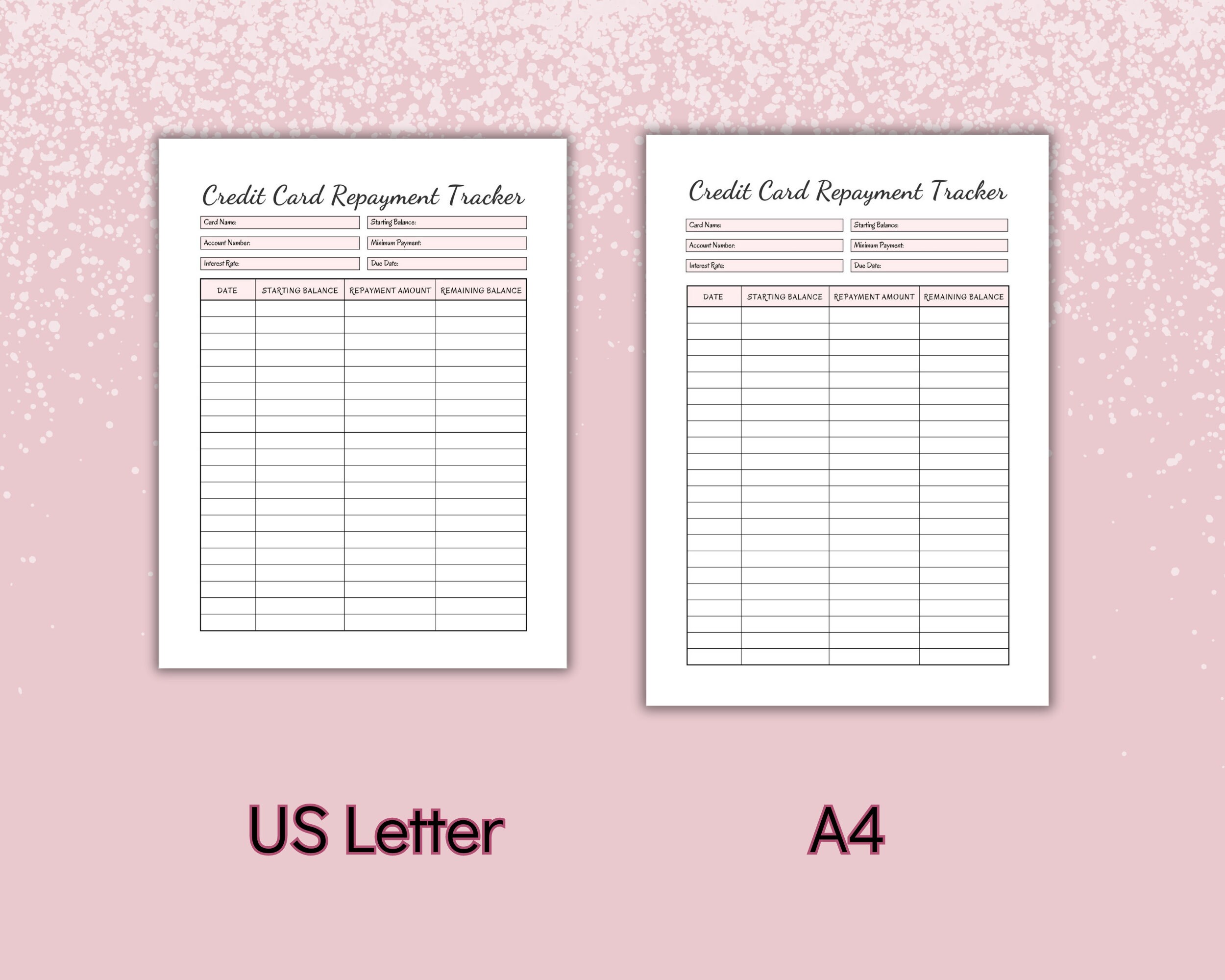 Printable Credit Card Debt Repayment Planner, Payoff Tracker in 5 ...