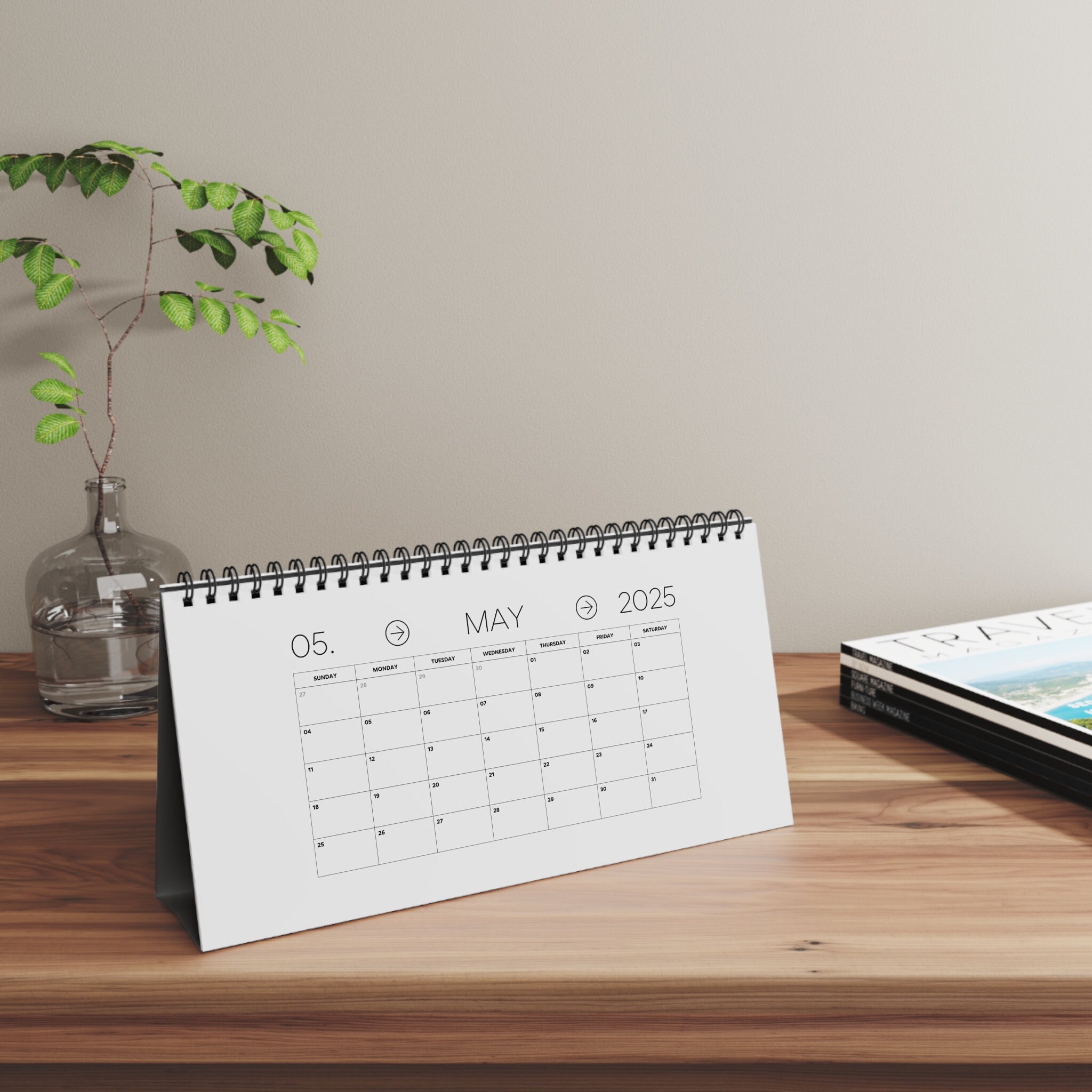 Minimalist Desktop Calendar 2025 - Just A Calendar - Etsy
