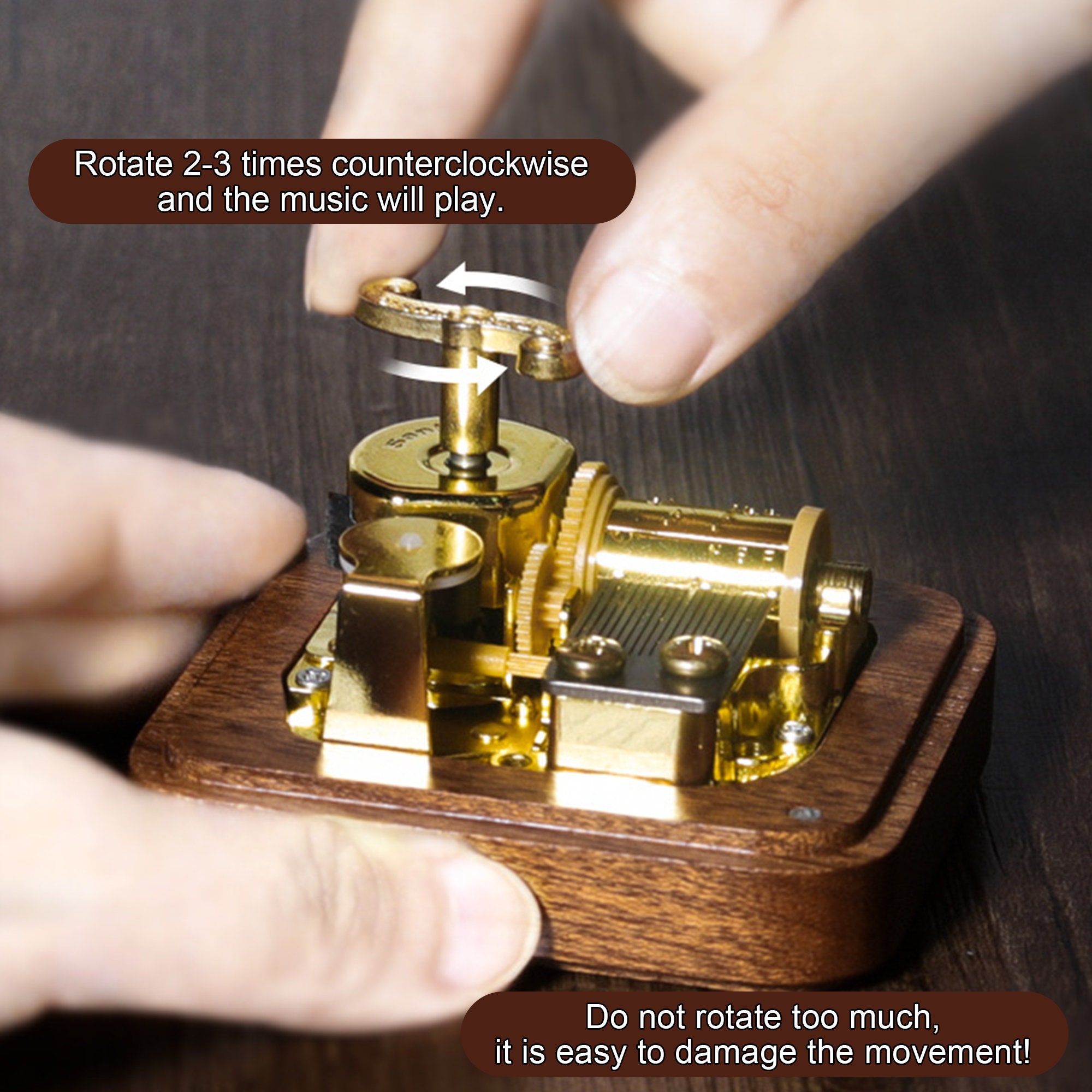 Christmas Gift Personalized Custom Wooden Engraved Music Box Top Wind ...