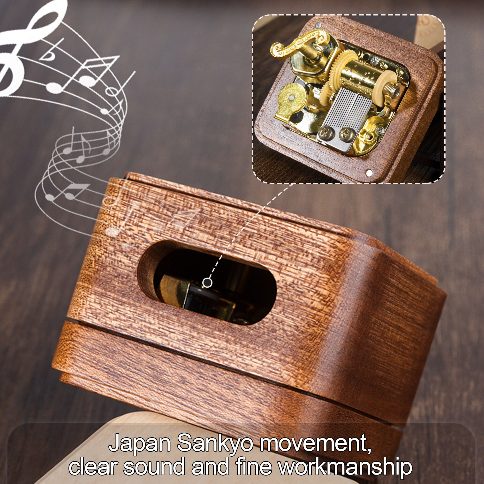 Christmas Gift Personalized Custom Wooden Engraved Music Box Top Wind ...