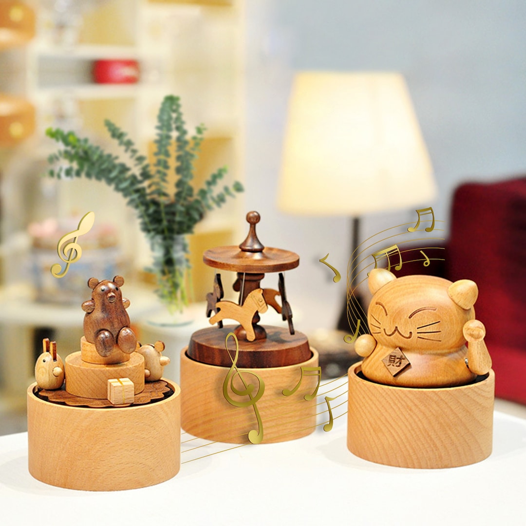 Personalized Lucky Cat,carousel,bear Music Box Handmade Wood Custom ...