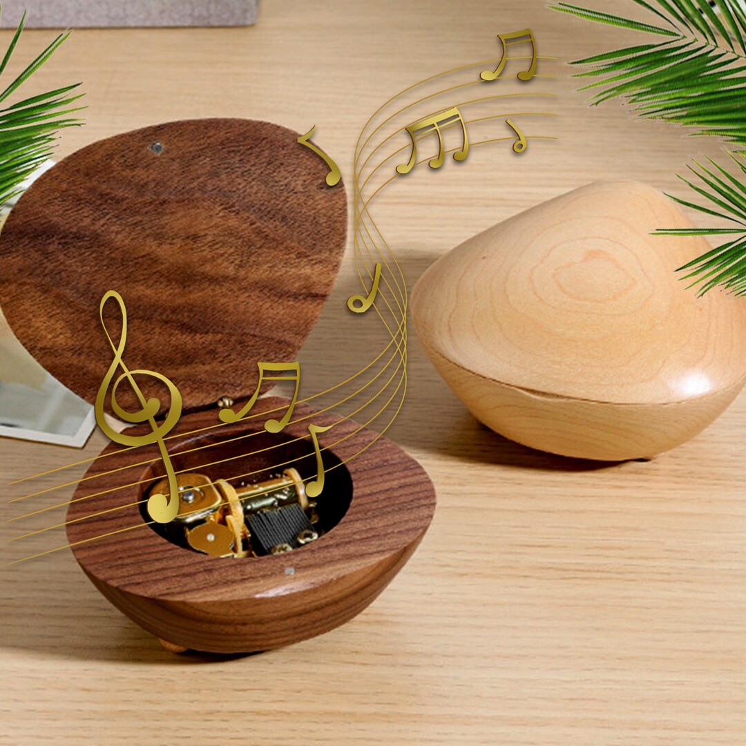 Valentines Day Shell-shaped Wooden Personalized Gift Music Box Engraved ...