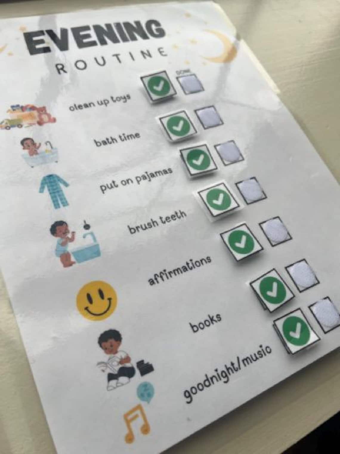 Toddler Morning and Evening Routine Printables (black Children Clip Art ...