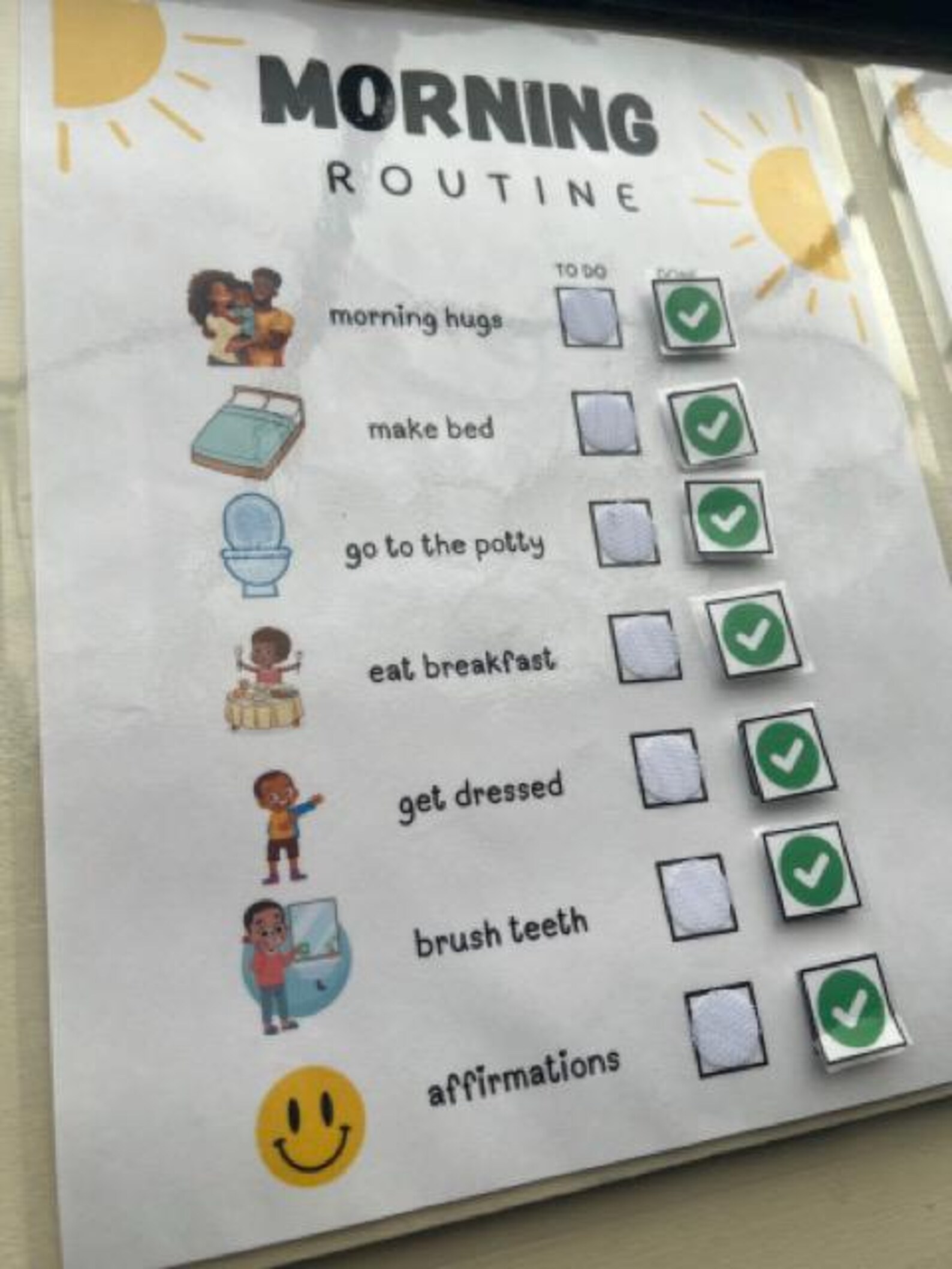 Toddler Morning and Evening Routine Printables (black Children Clip Art ...