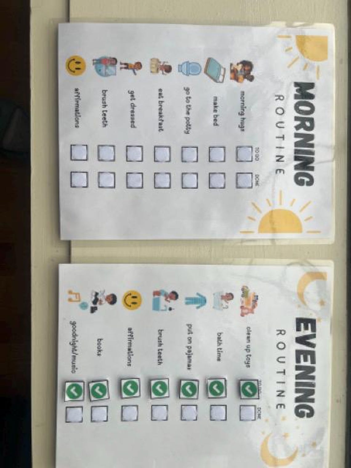 Toddler Morning and Evening Routine Printables (black Children Clip Art ...