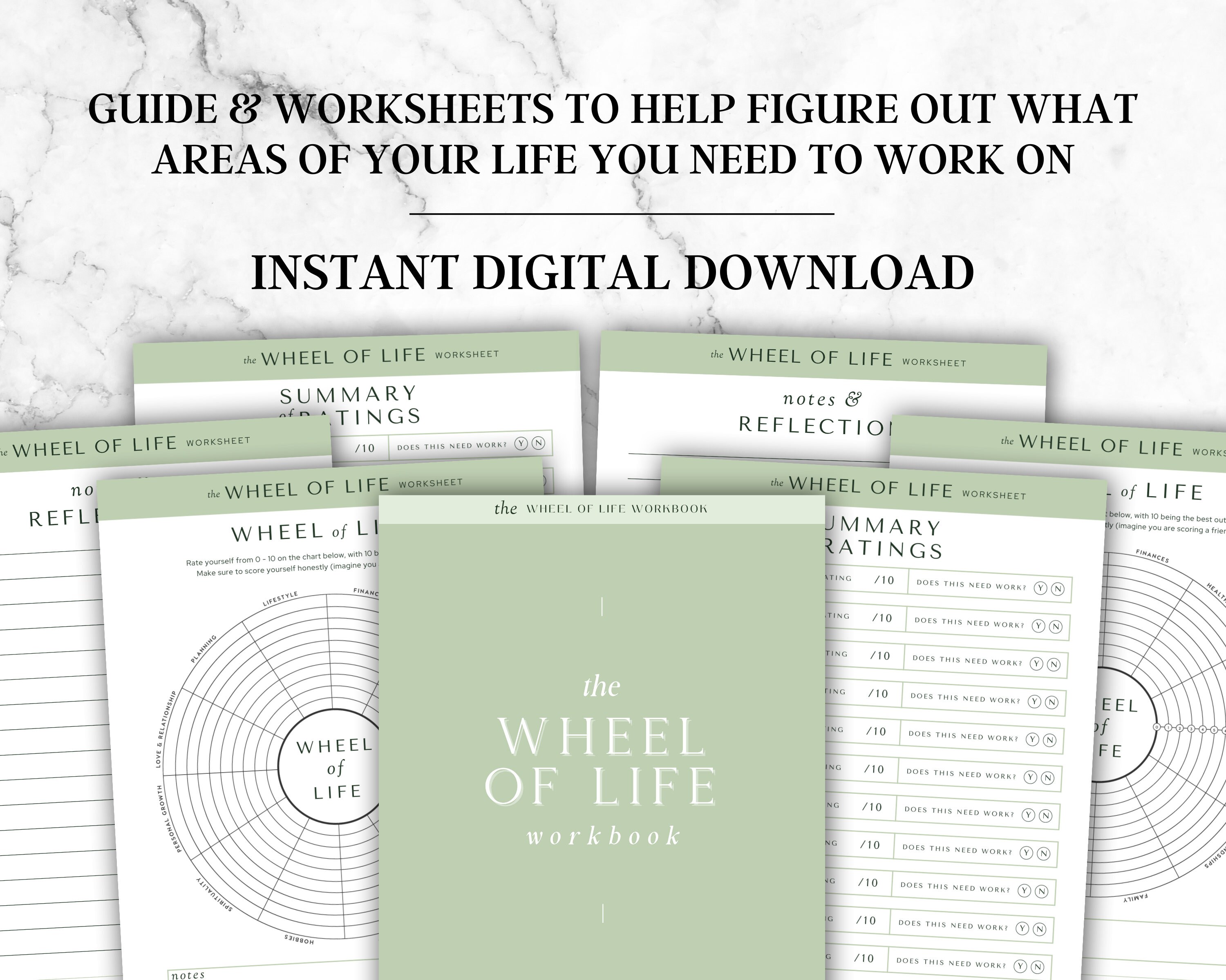 Wheel of Life Goal Setting Workbook Self Empowerment Printable Digital ...