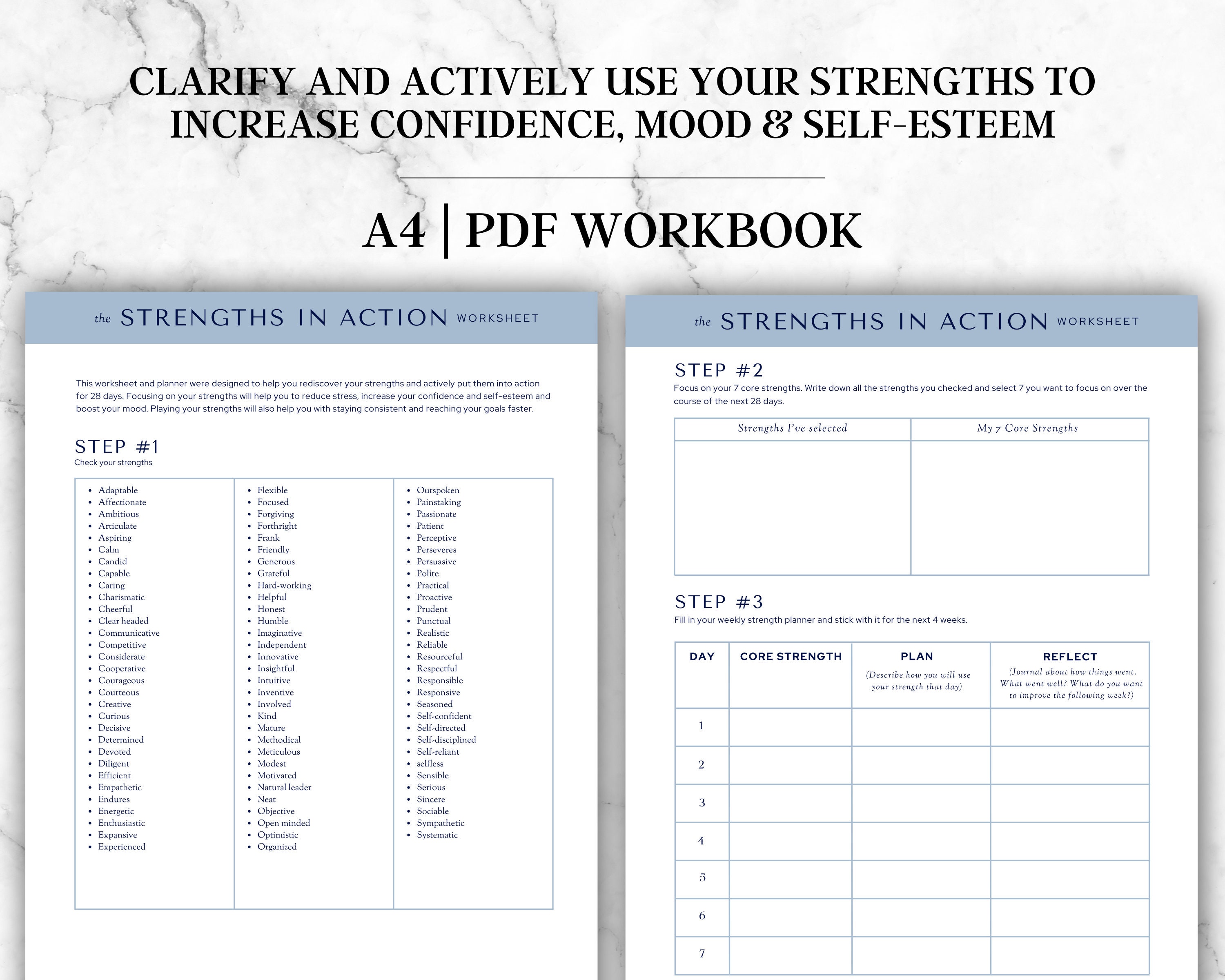Find Your Strengths Worksheet Printable Digital Planner Organisation ...