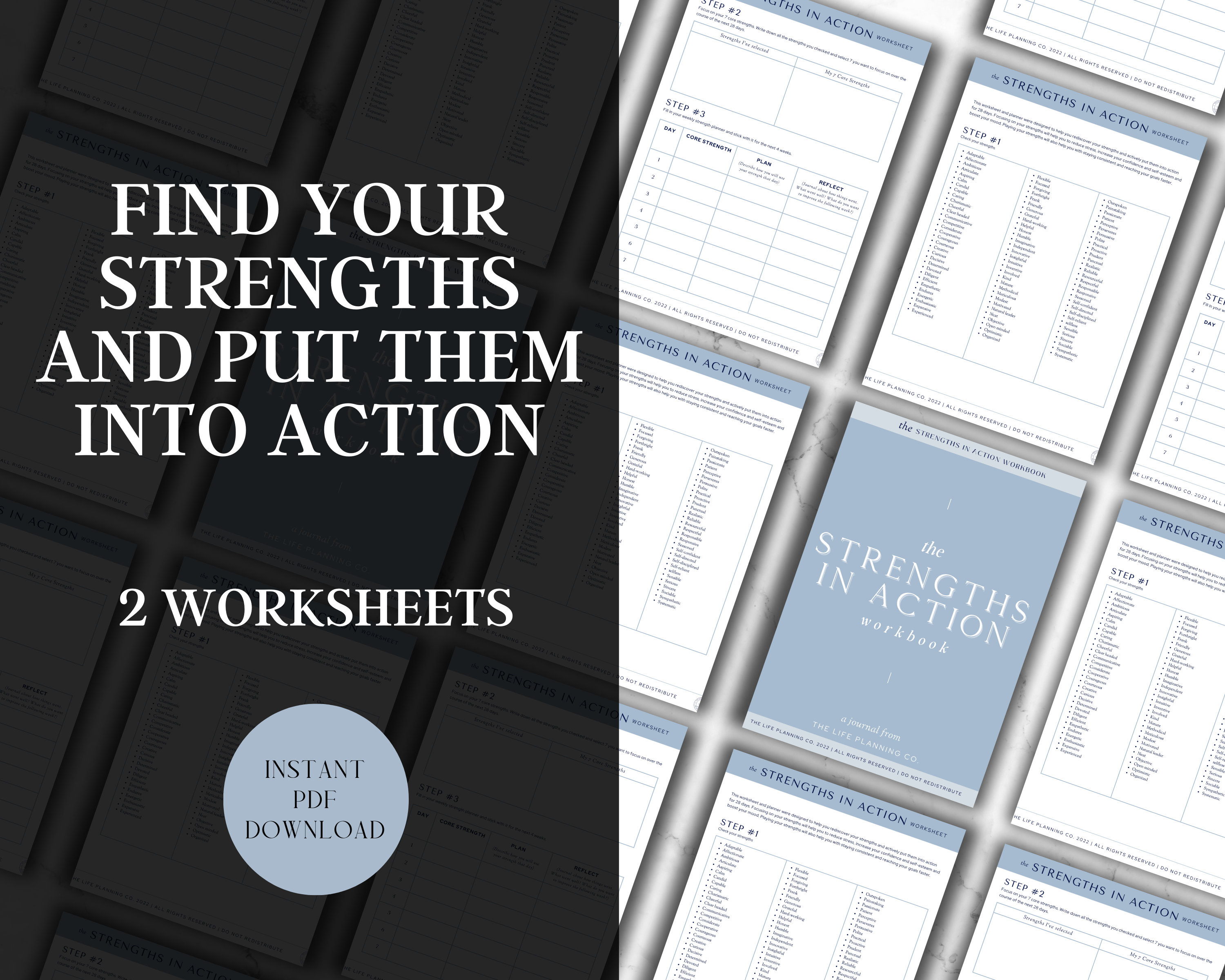 Find Your Strengths Worksheet Printable Digital Planner Organisation ...