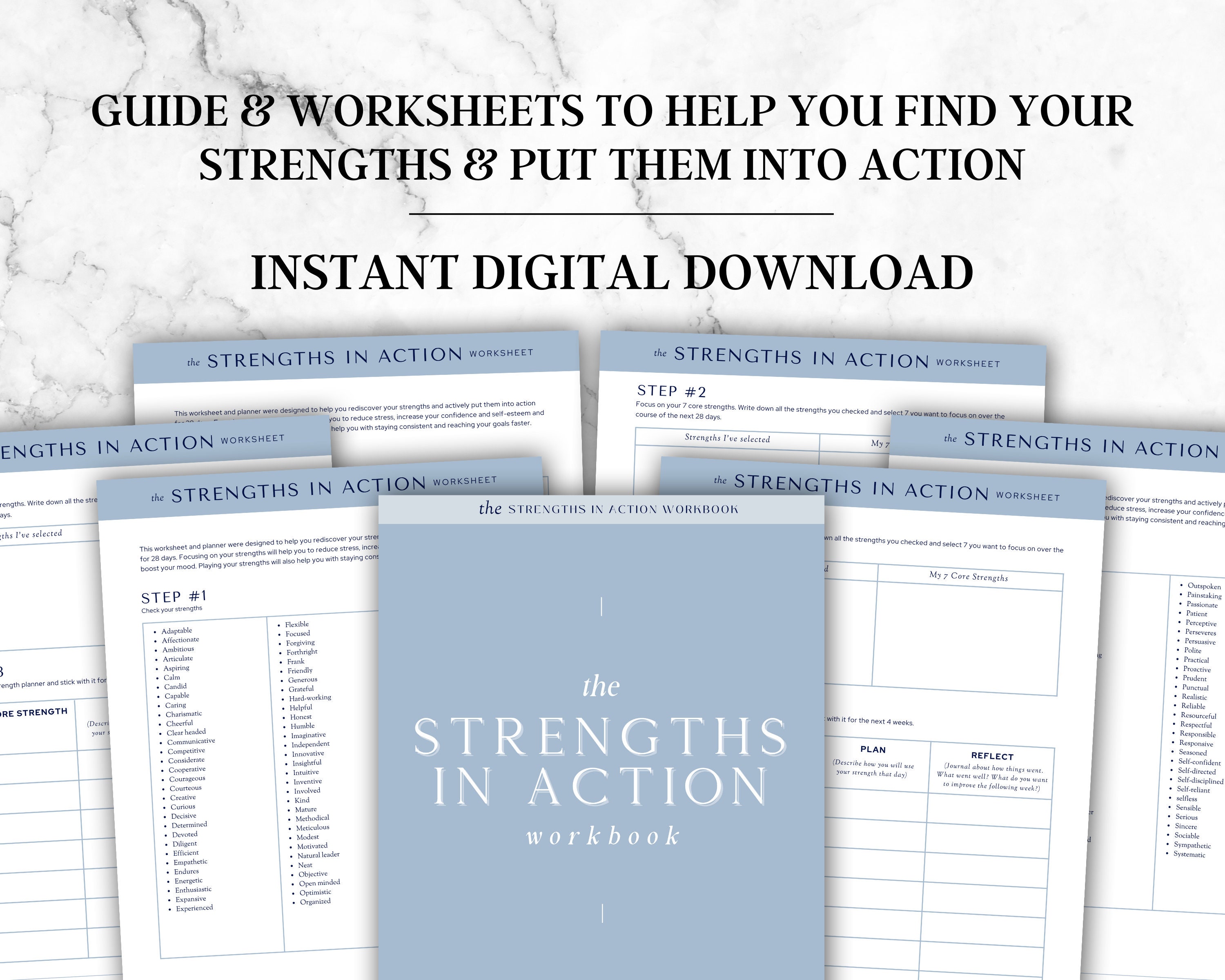 Find Your Strengths Worksheet Printable Digital Planner Organisation ...