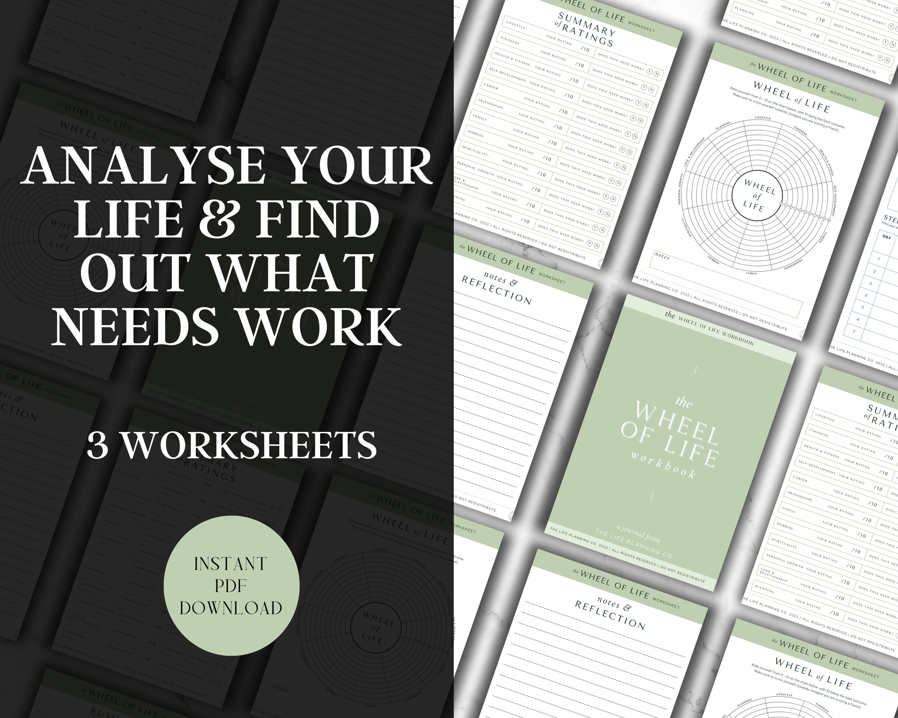 Wheel of Life Goal Setting Workbook Self Empowerment Printable Digital ...