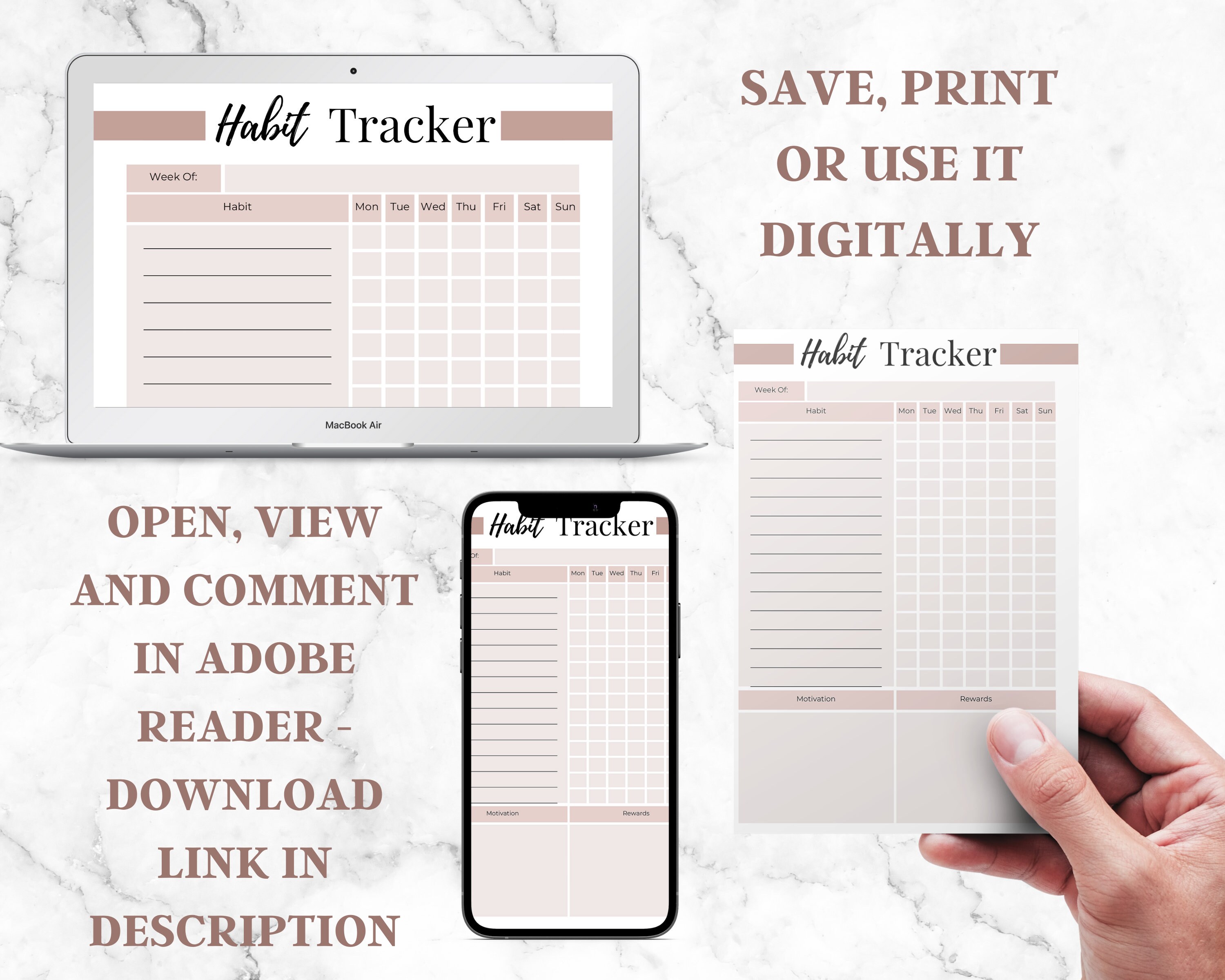 Weekly Habit Tracker Printable Habit Tracker Digital Download Tracker ...