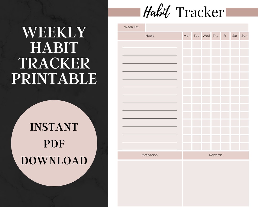 Weekly Habit Tracker Printable Habit Tracker Digital Download Tracker ...