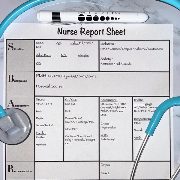 Nursing Report Sheet Dayshift - Etsy