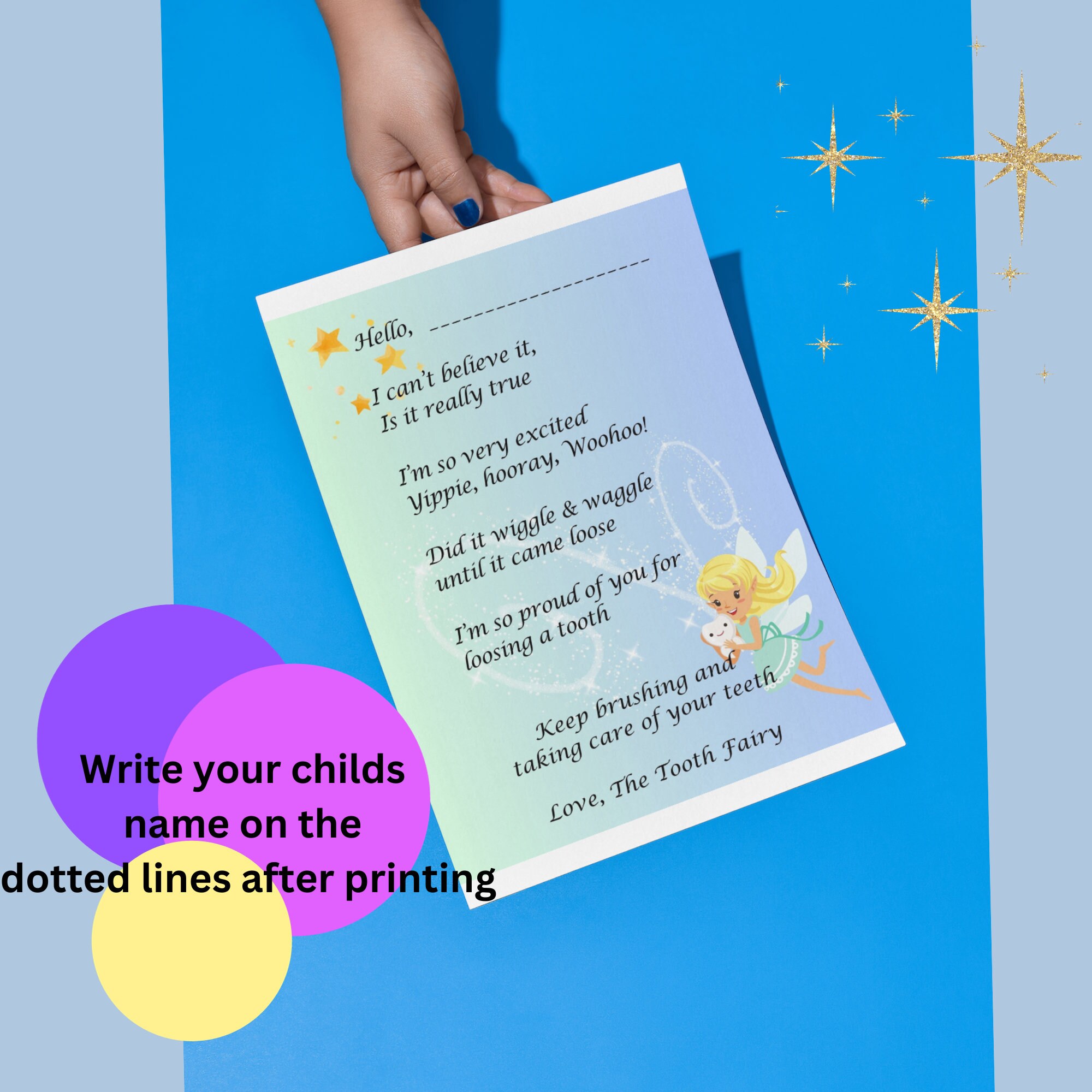 Tooth Fairy Letter Printable, Write in Name - Etsy