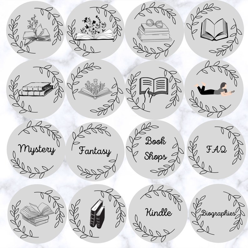 50 Book and Reading Icons Bookstagram Highlight Covers for Instagram ...