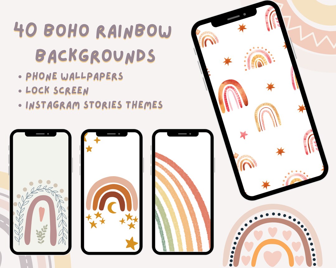 Phone Background Boho Rainbow Bohemian Neutral Phone - Etsy
