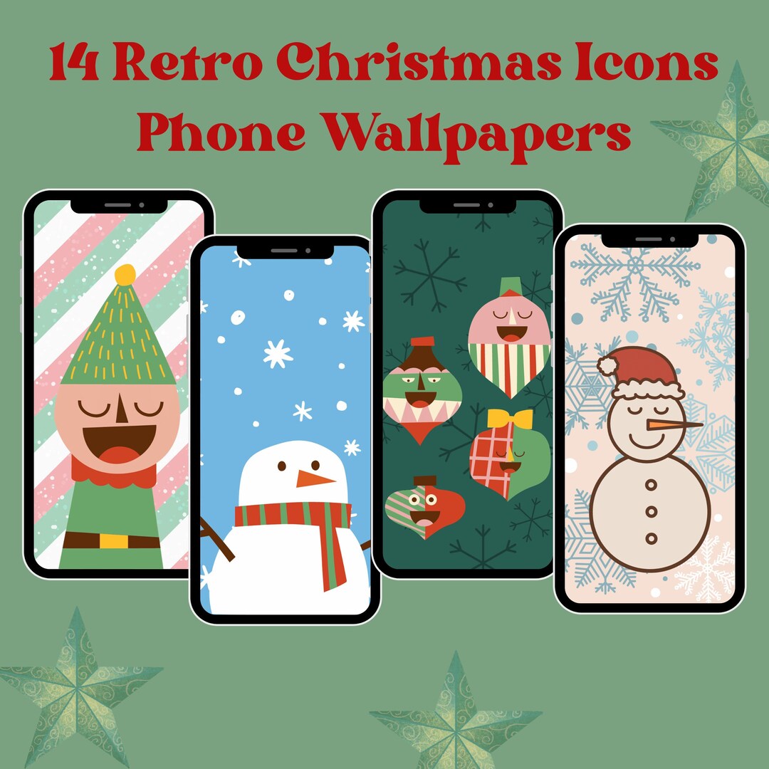 Phone Background Retro Holiday Phone Wallpaper Christmas Icons iPhone ...