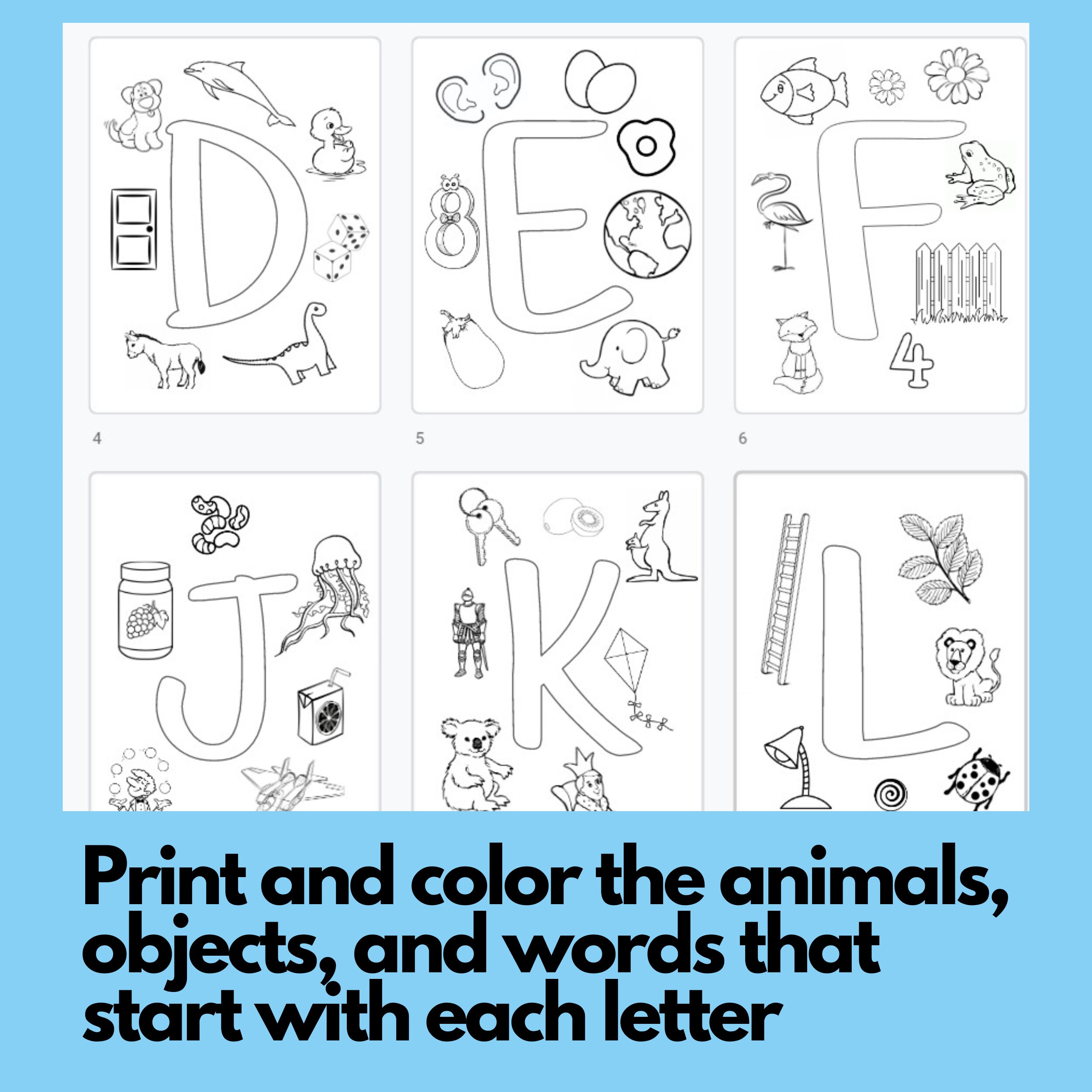 Alphabet Coloring Pages Printable Coloring Animals ABC Practice PDF ...