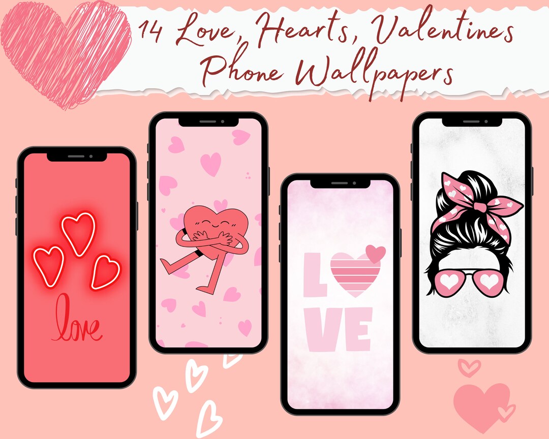 Phone Backgrounds Love Hearts Valentines Phone Wallpapers Red Pink ...