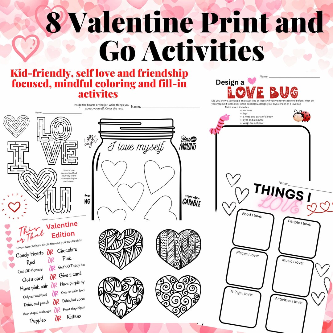 Valentines Day Printable Activities for Kids Valentine Classroom ...