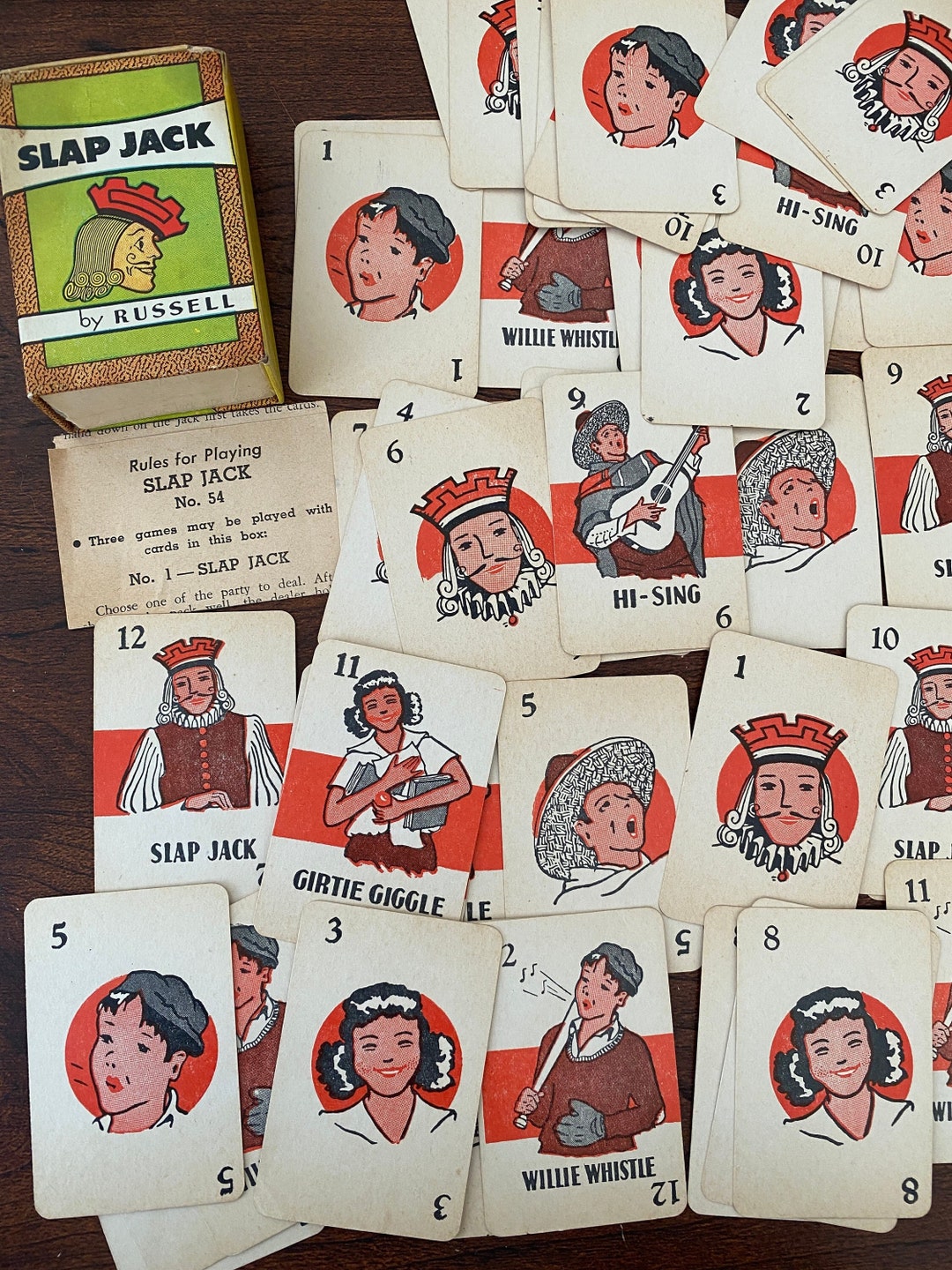 Vintage Slap Jack Card Game 1940s Scrapbook Ephemera Mini Playing Cards ...