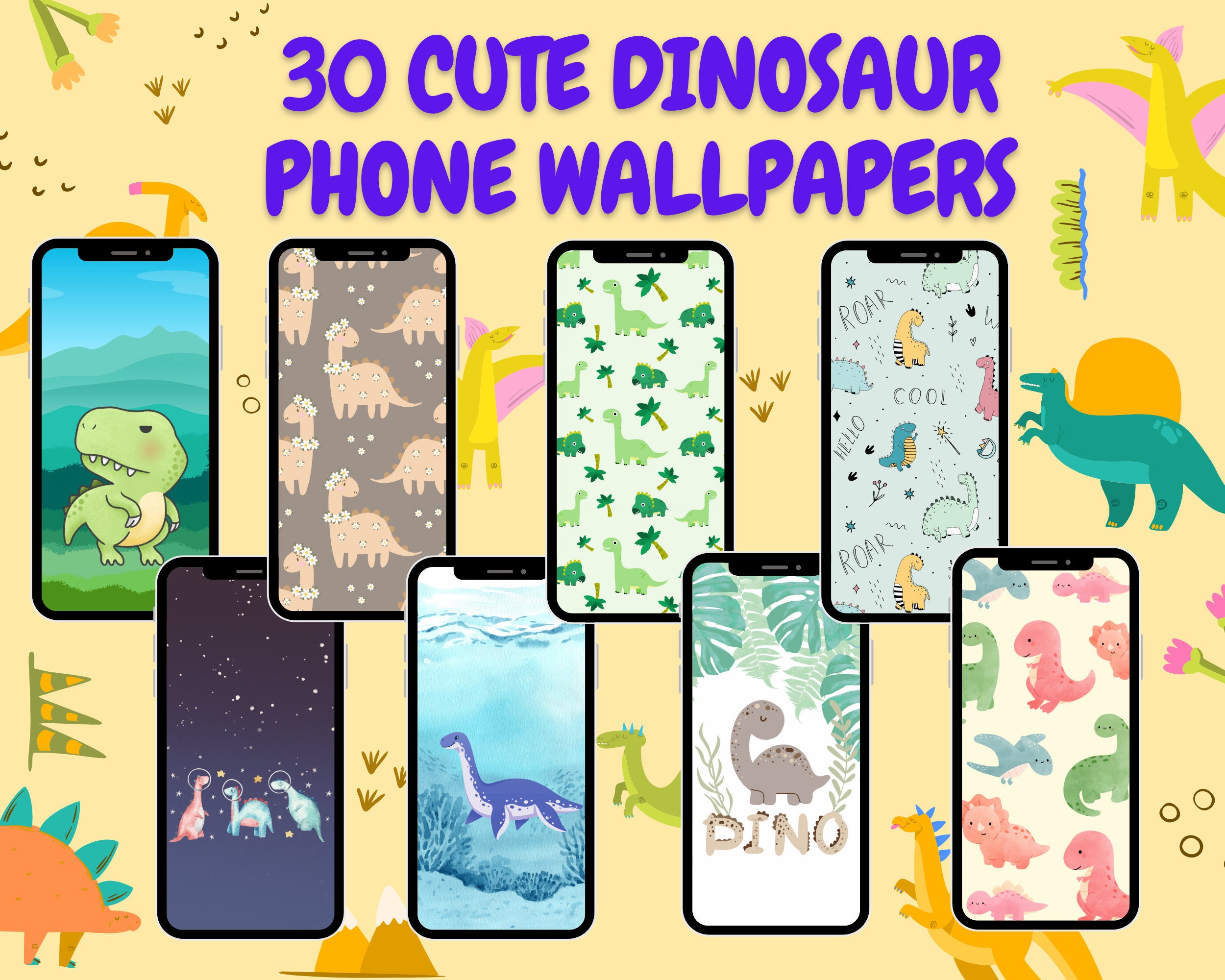 Phone Backgrounds Dinosaurs Cute Phone Wallpapers Dinos iPhone Android ...