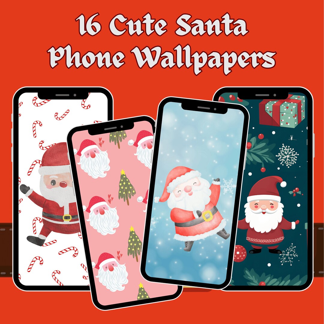 Phone Background Cute Santas Phone Wallpaper Adorable Saint Nick iPhone ...