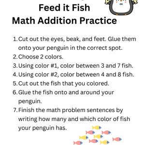 Build a Penguin Basic Addition Math Color, Cut and Glue Craft Winter ...