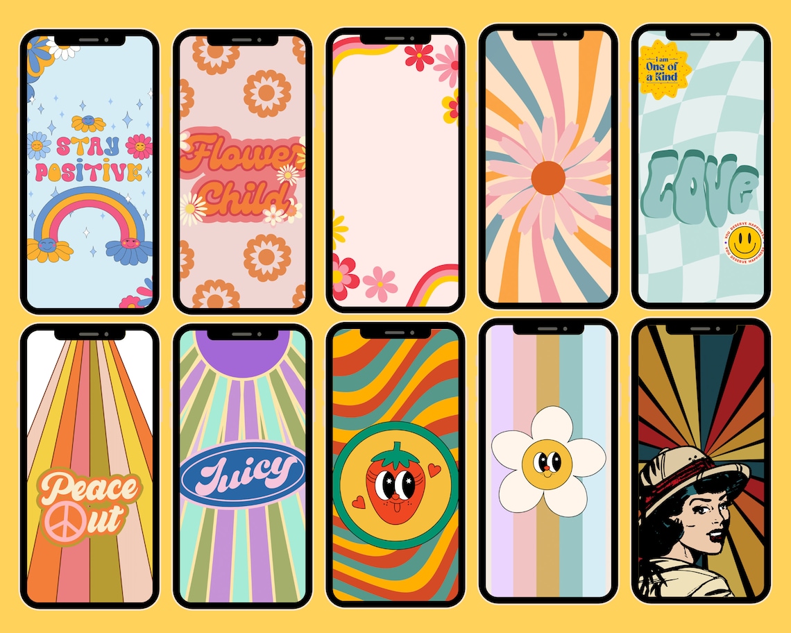 Phone Background Retro Groovy Phone Wallpapers Smiley Instagram Story ...