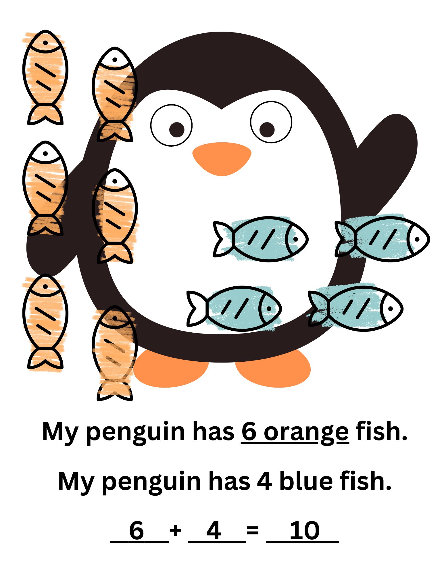 Build a Penguin Basic Addition Math Color, Cut and Glue Craft Winter ...