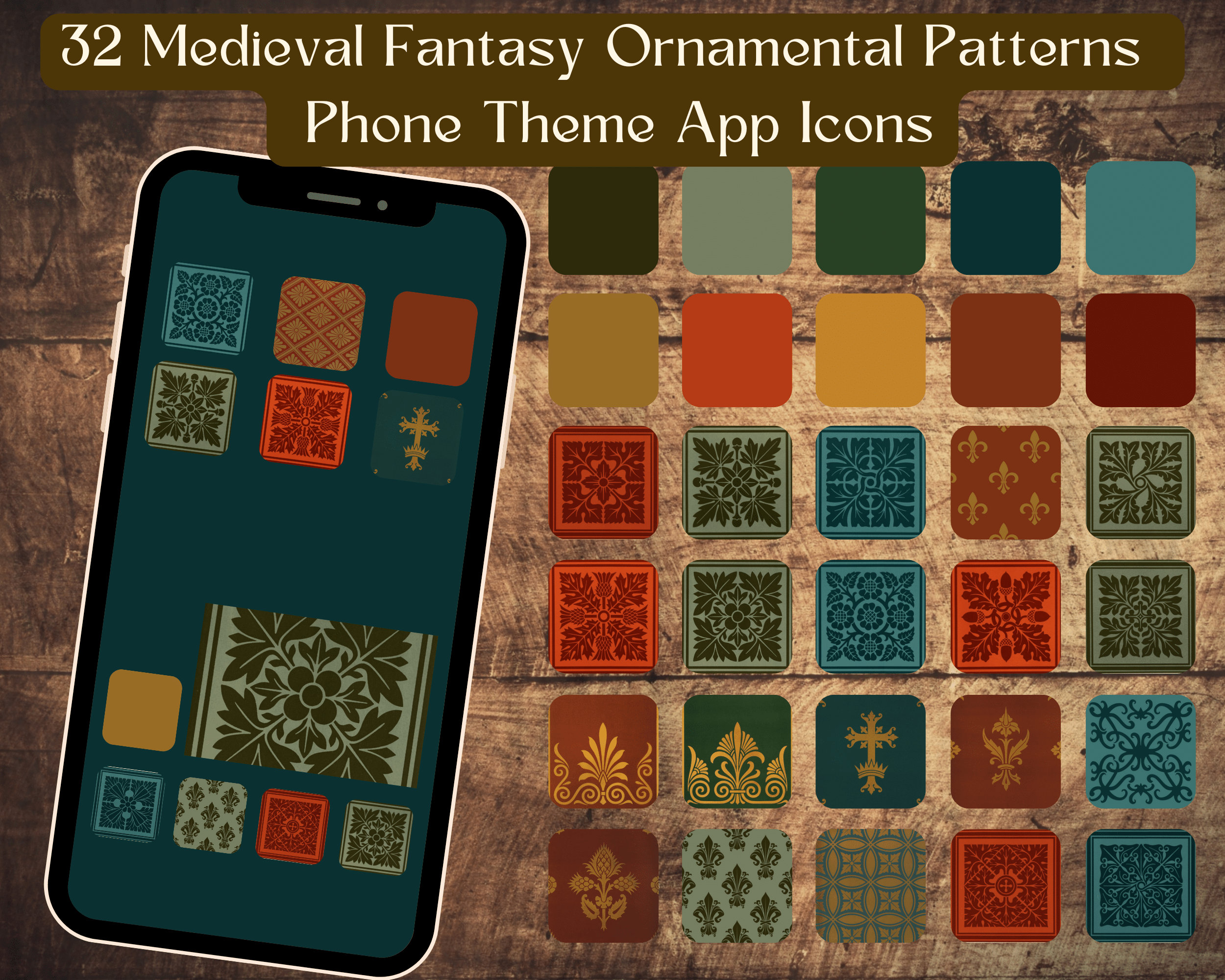 Phone Application Icon Themes Medieval Fantasy App Icons Ornamental ...