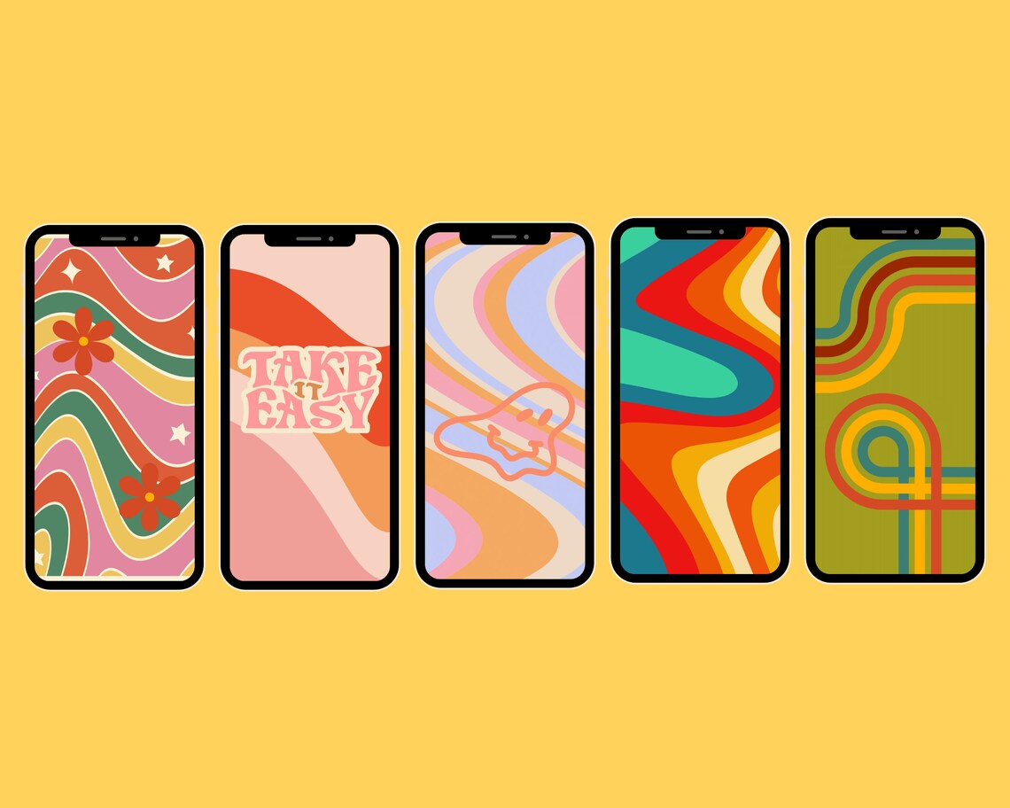 Phone Background Retro Groovy Phone Wallpapers Smiley Instagram Story ...