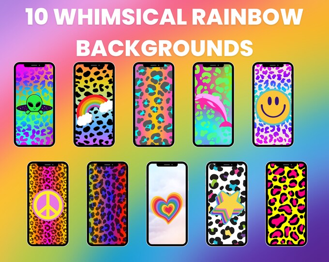Lisa Frank Inspired Whimsical Rainbow Cheetah Print Phone Wallpapers ...