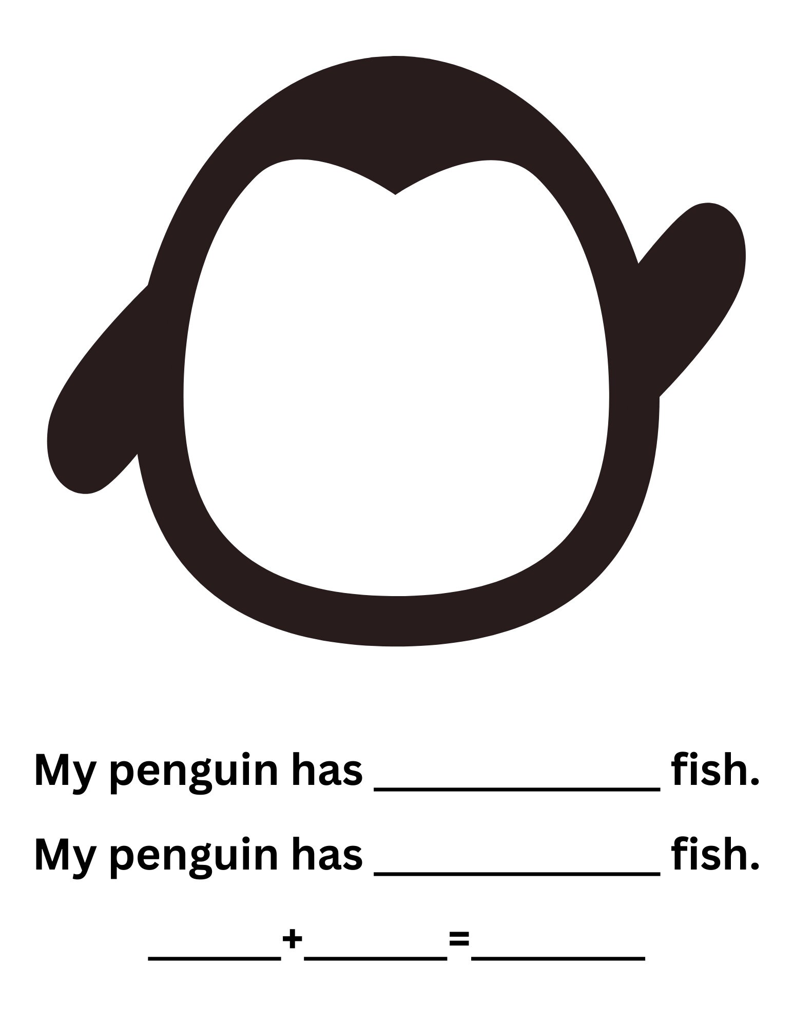 Build a Penguin Basic Addition Math Color, Cut and Glue Craft Winter ...