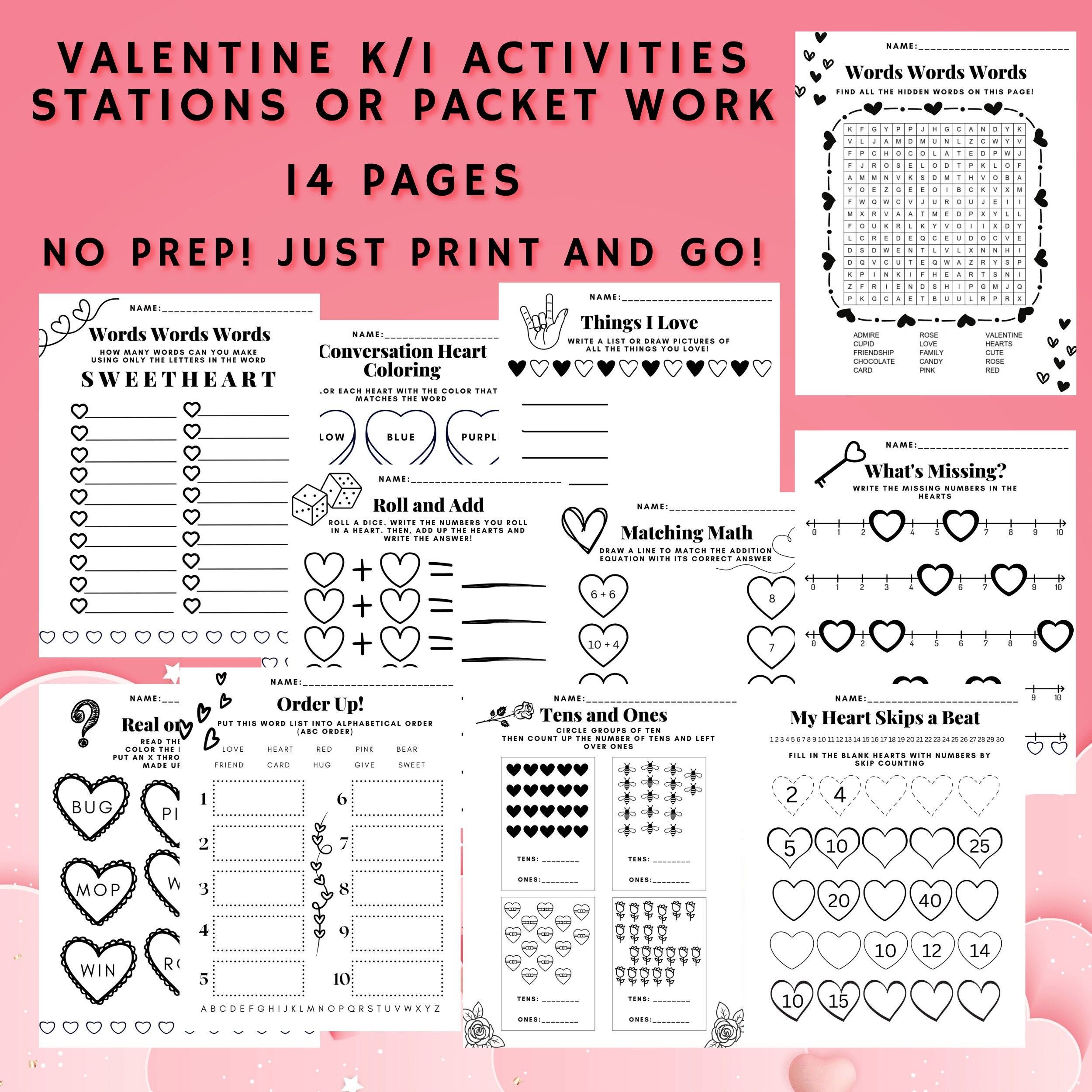 Valentines Day Printable Activities for Kids Valentine Stations ...