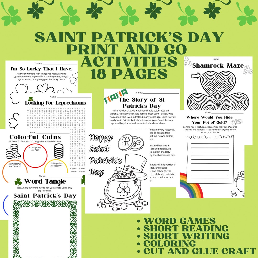 St. Patrick's Day Printable Activities for Kids Classroom Printables ...
