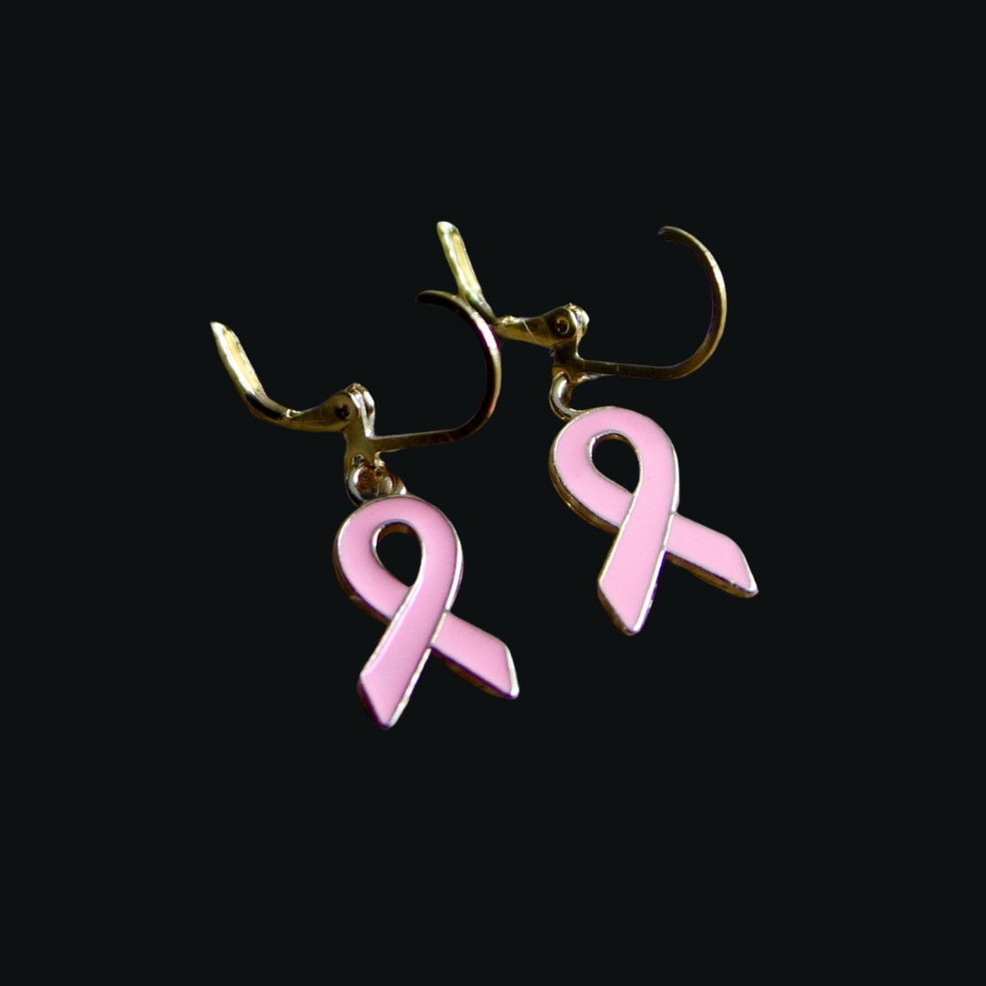 Breast Cancer Awareness Ribbon Drop Earrings/classic Design/support ...