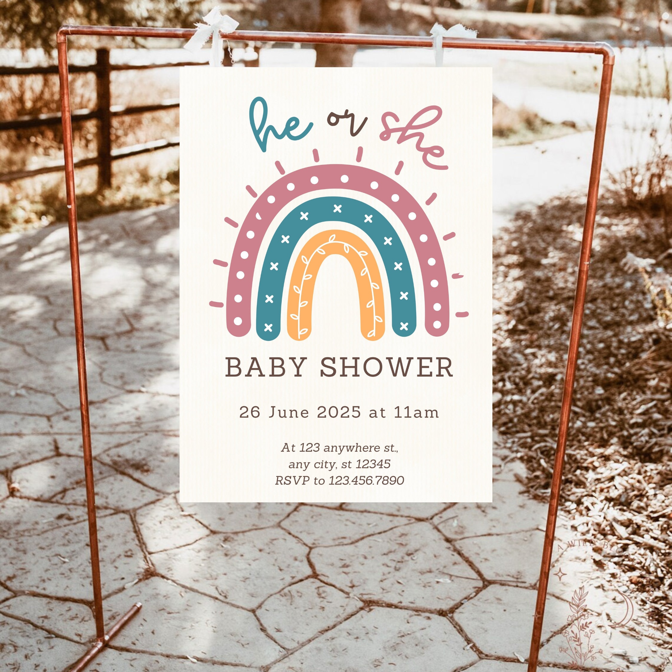 Editable Boho Rainbow Baby Shower Invitation. - Etsy
