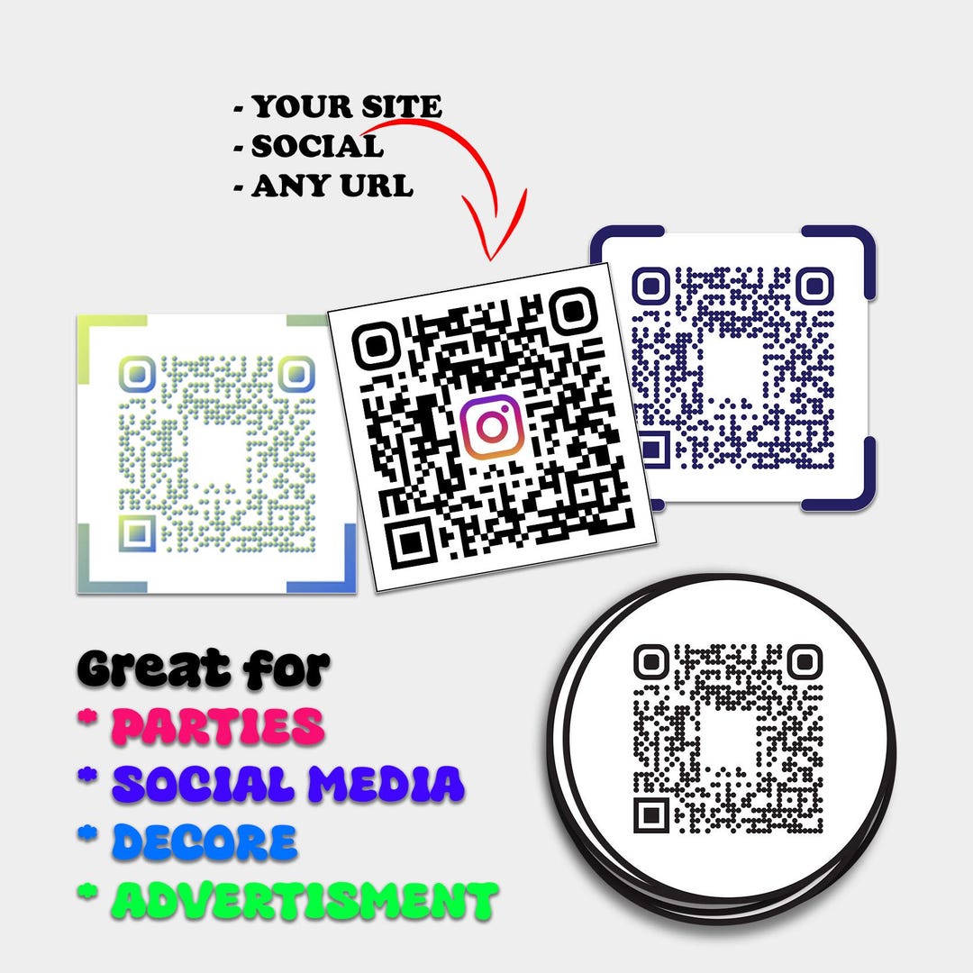 Custom Vinyl Die Cut Qr Code Sticker, Personalized Vinyl Sticker, Qr ...