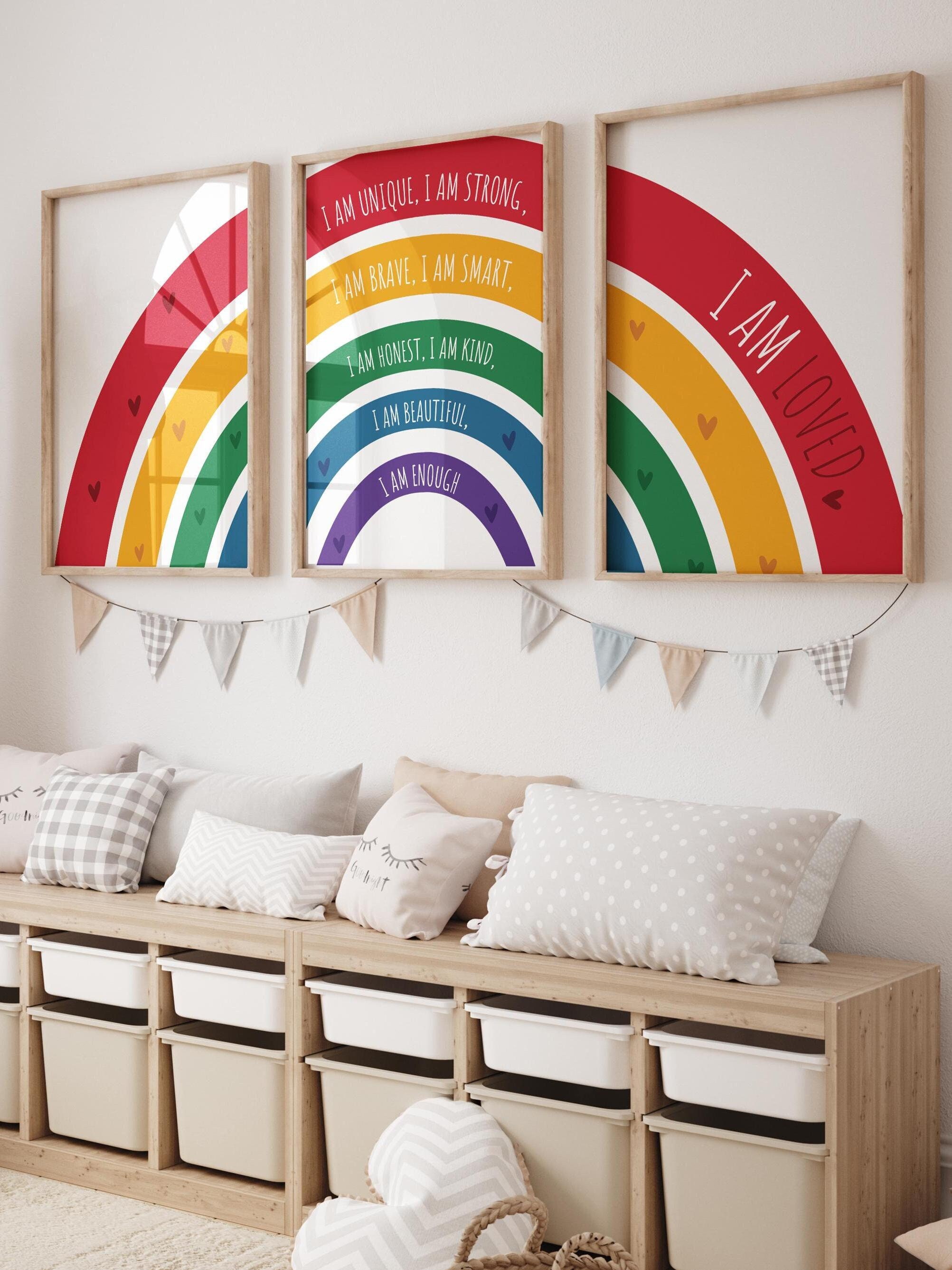 Rainbow Affirmation Print Set, Rainbow Prints, I Am Print, Girls ...