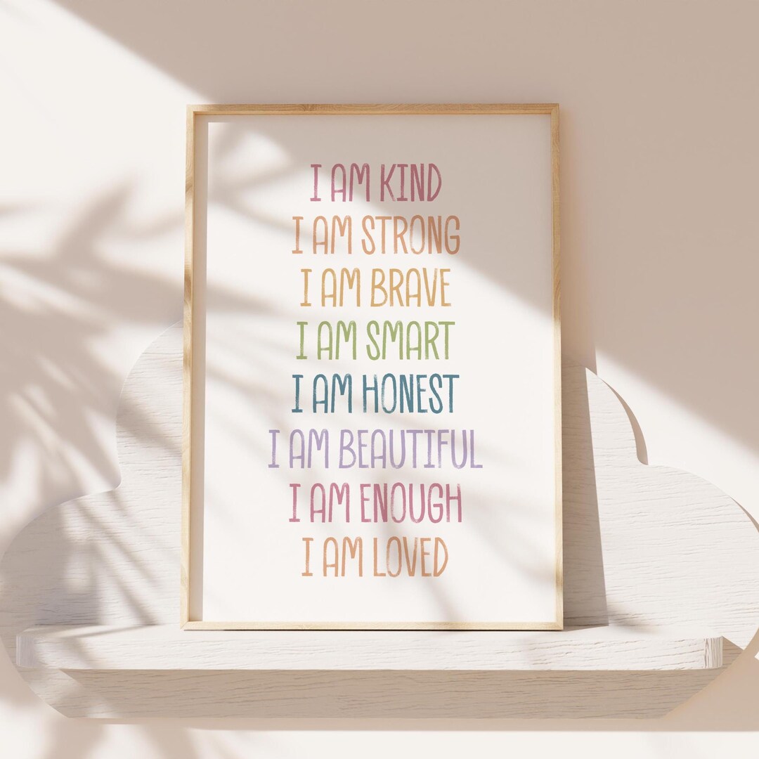 Girls Affirmation Print, Girls Bedroom Decor, Girls Wall Art, Positive ...